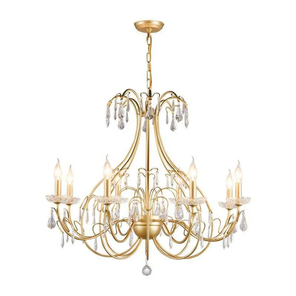 Lustre doré LED baroque cristal